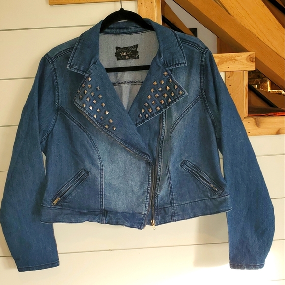 YMI | Jackets & Coats | Y2k Ymi Jean Jacket Studded Long Sleeve Zipper ...